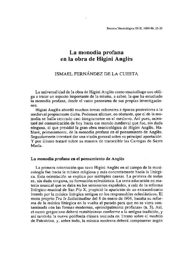 La Monodia Profana en la obra de H. A. | PDF | Musicología | Notación ...
