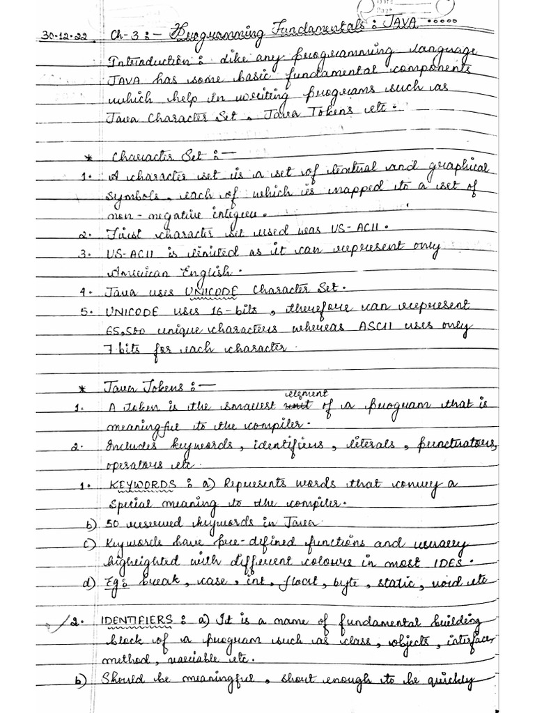 Java Notes 1 | PDF