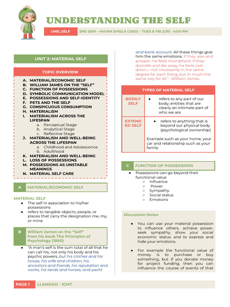 UTS UNIT 2.4 Material Self | PDF | Self Esteem | Happiness