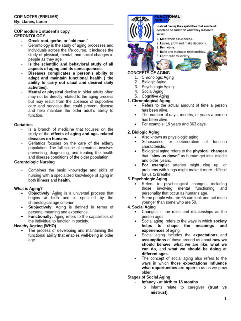 Cop Notes Prelims Llanes | PDF | Ageing | Old Age