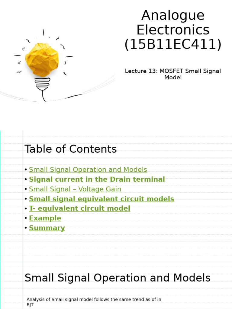 MOSFET Small Signal Model | PDF