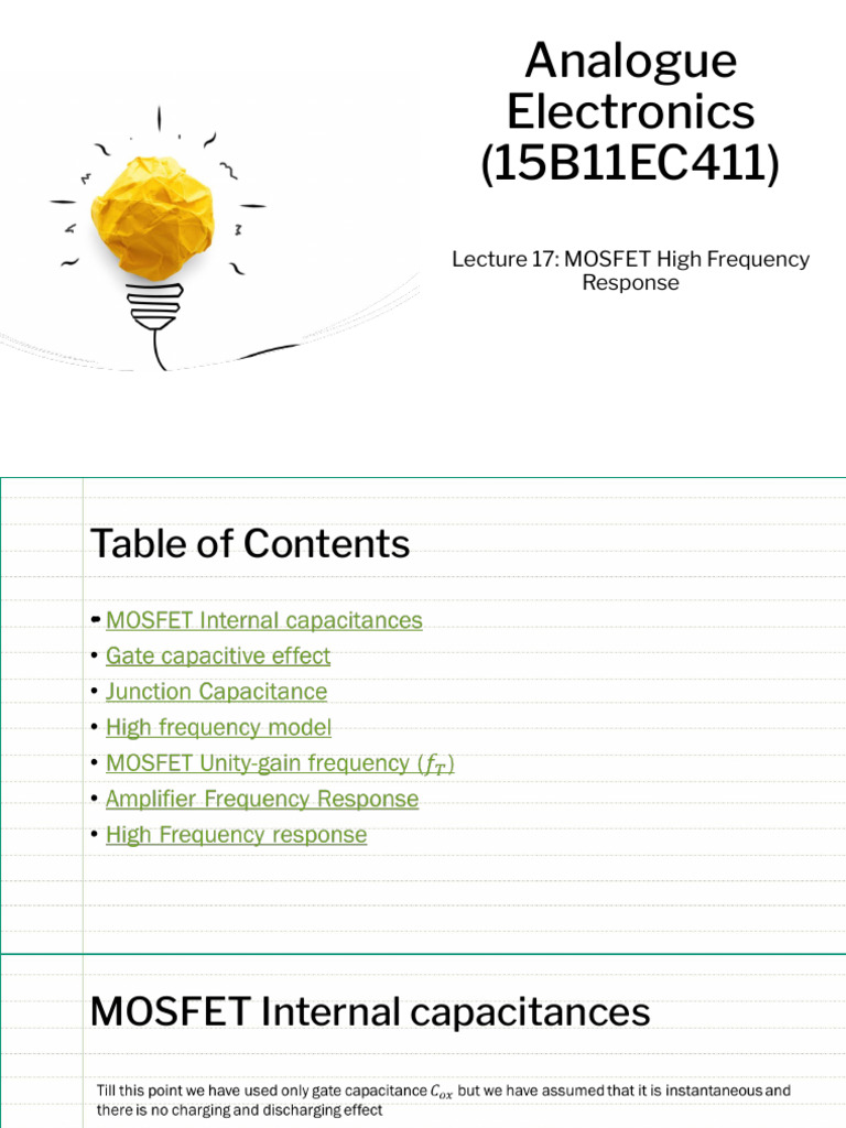 17. MOSFET High Frequency Response.pptx | PDF