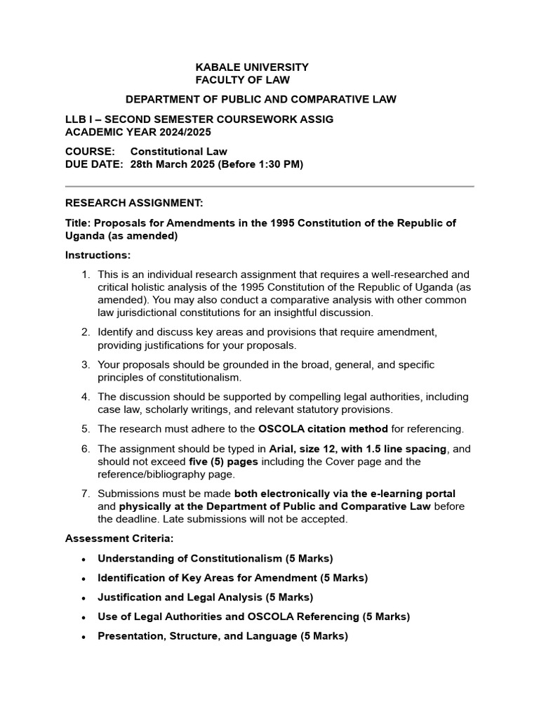 KABLAW Constitutional Law Coursework Assignment - Redo Challenge | PDF ...