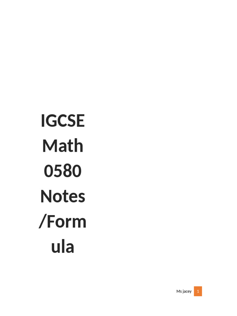 IGCSE Math 0580 Notes Formula | PDF