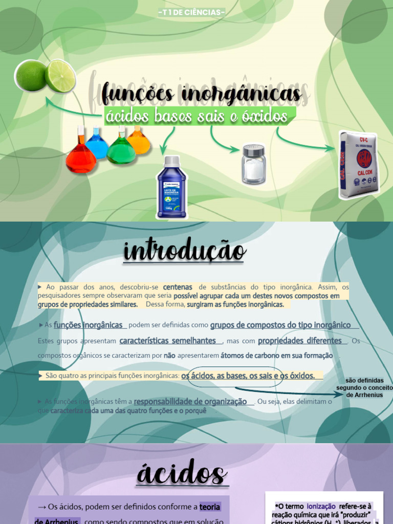 Funções Inorgânicas (Ácidos, Bases, Sais e Óxidos) | PDF | Sal (Química ...
