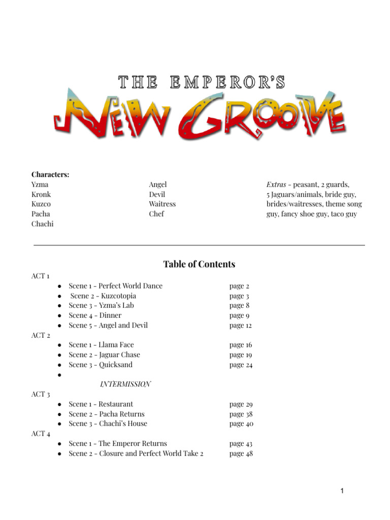 Emperor's New Groove Script Excerpt | PDF