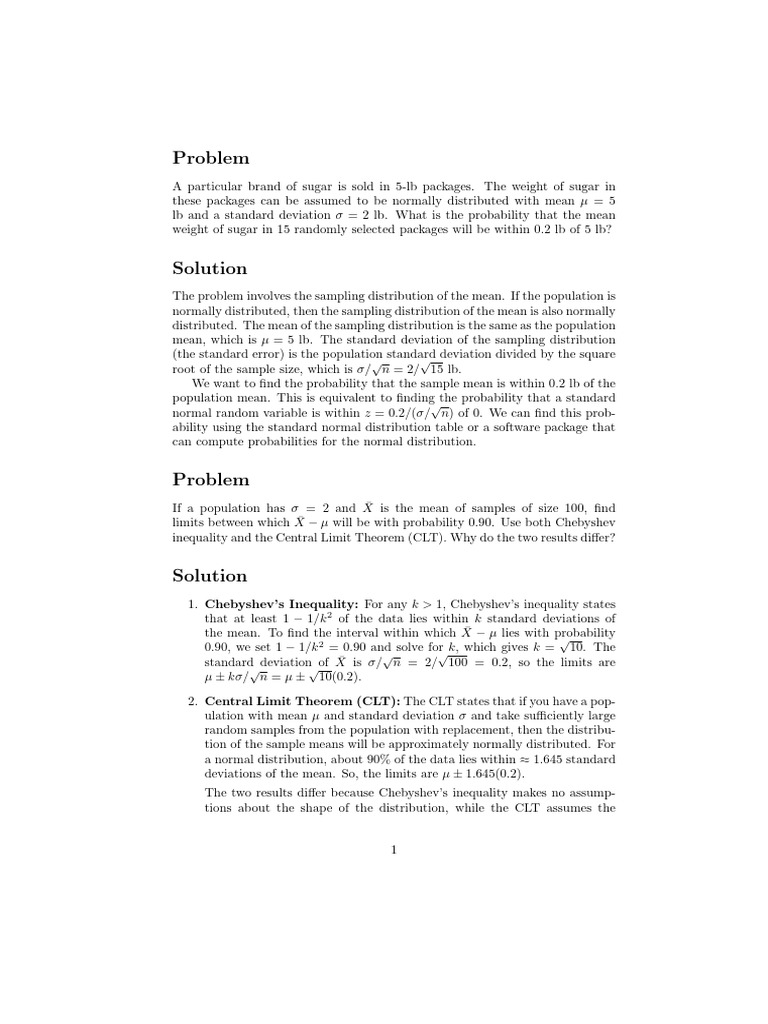 Probability and Sampling Distributions Analysis | PDF | Normal Distribution | Standard Deviation