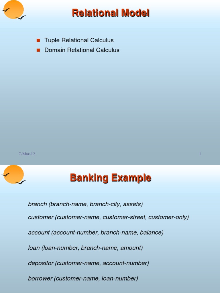 Relational Model: Tuple Relational Calculus Domain Relational Calculus | PDF | Relational Model ...