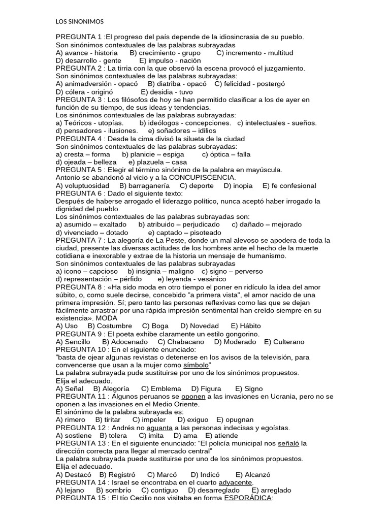 Los Sinonimos | PDF