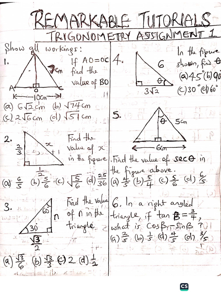 Trigonometry 1 (1-50) | PDF