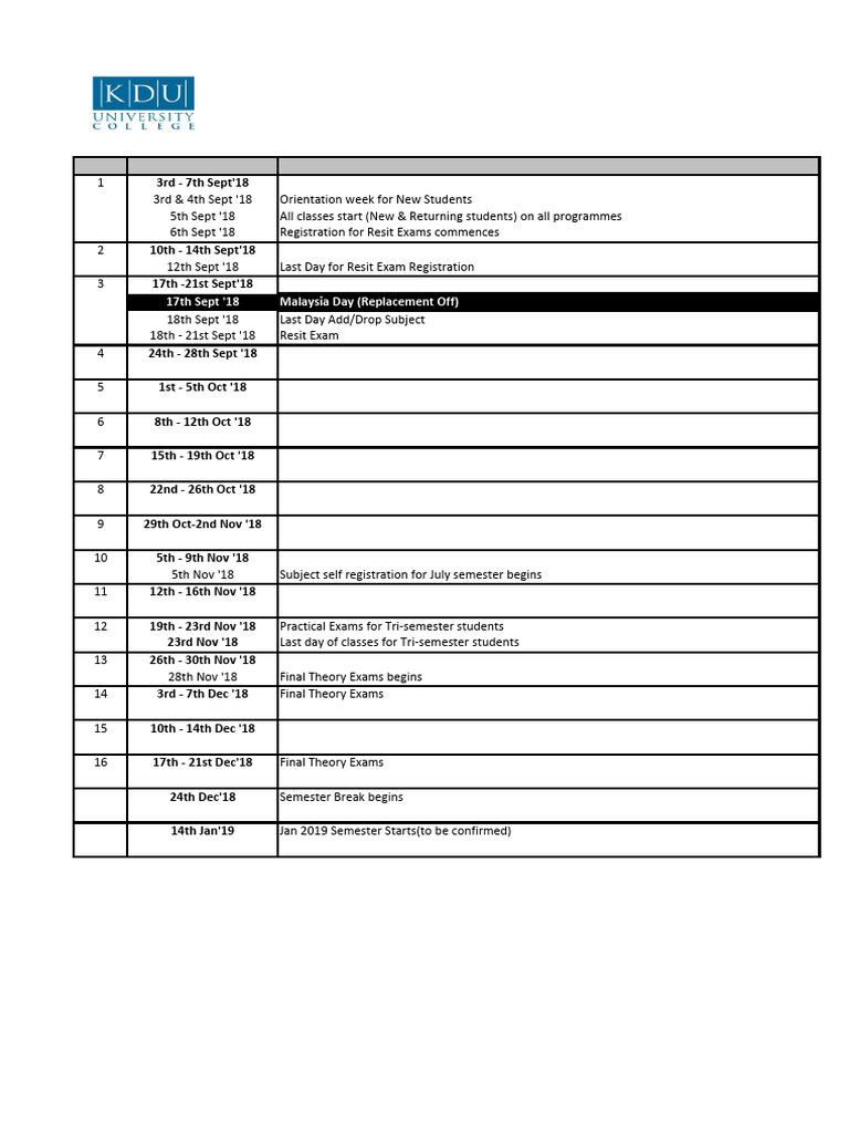 SHTCA Calendar for Sep - Dec 2018 SemesterTrimester 5a2622276a19a | PDF