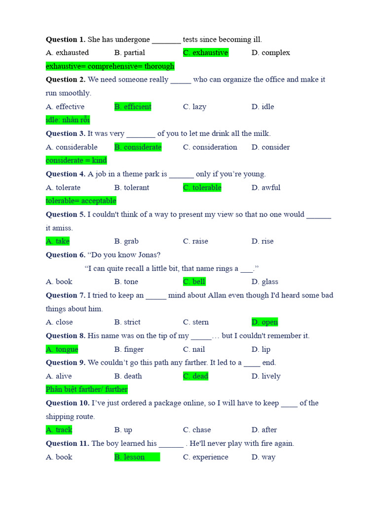 Idiom, Phrasal Verbs, Collocation 4 - CH A | PDF | Mood (Psychology ...