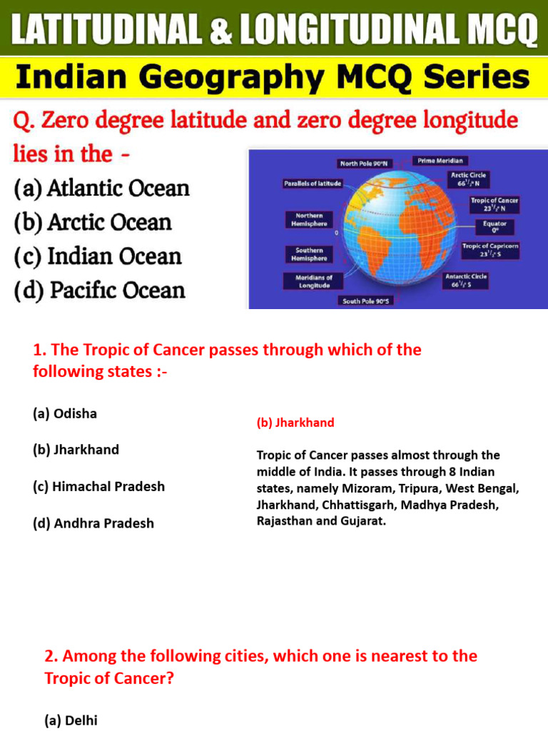 Latitude and Longitude Geography Quiz 1 | PDF | Pacific Ocean | Cartography