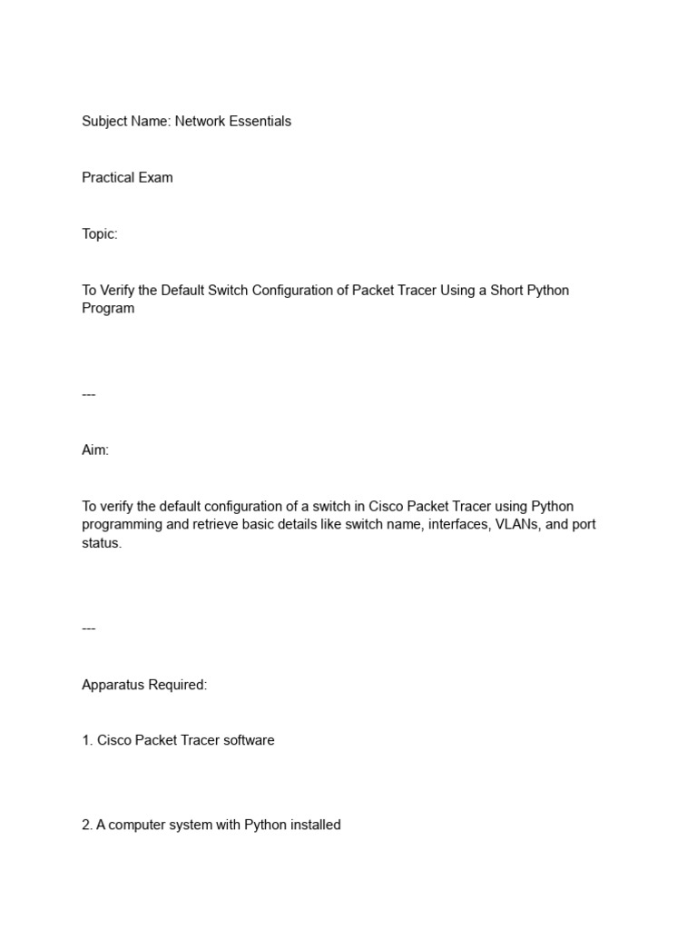 Verify Switch Config with Python in Packet Tracer | PDF | Network ...