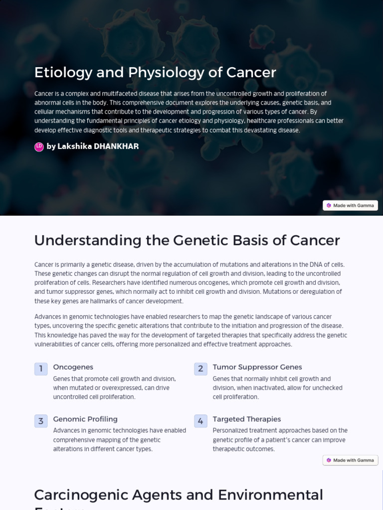 Etiology and Physiology of Cancer | PDF | Metastasis | Cancer
