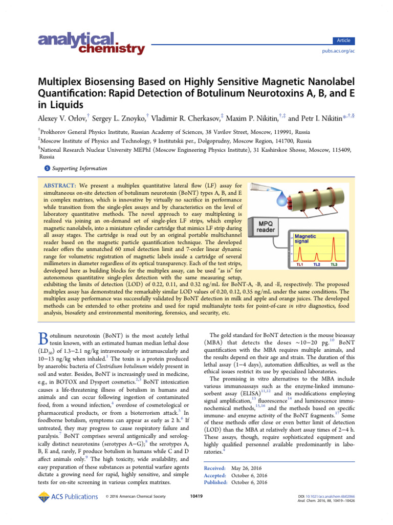 Orlov Et Al 2016 Multiplex Biosensing Based On Highly Sensitive Magnetic Nanolabel ...