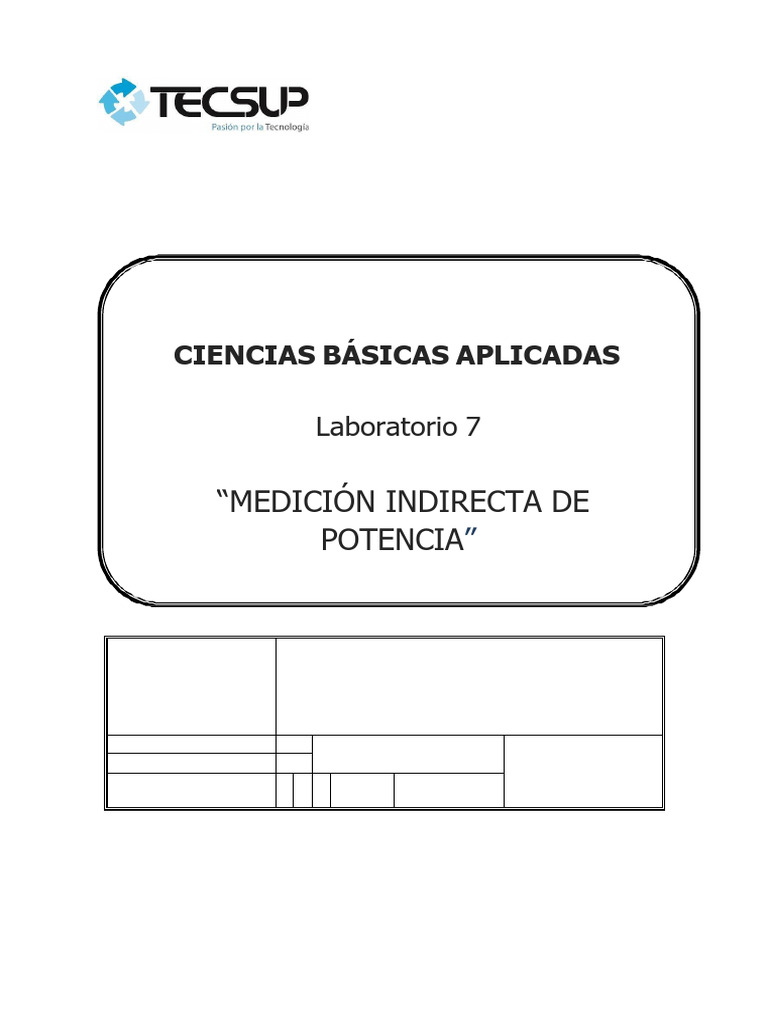 Lab 7 - Medición Indirecta de Potencia | PDF | Caballo de fuerza ...