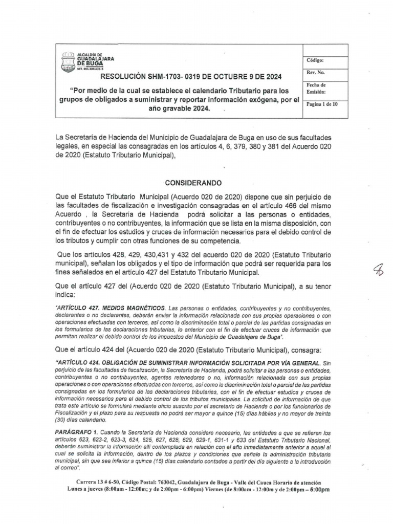 Resolucion Exogena Buga | PDF