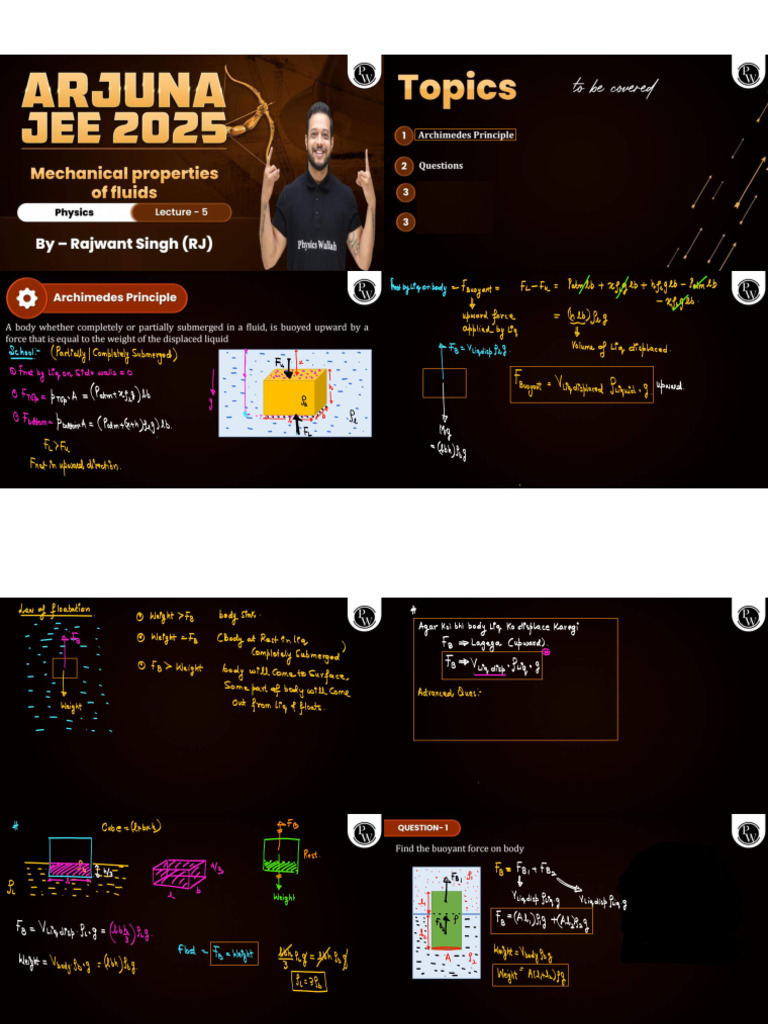 Mechanical Properties of Fluids 05 Class Notes Arjuna JEE 2025.PDF | PDF
