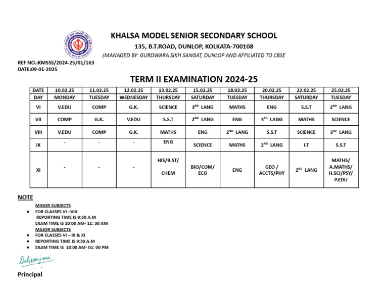 163.09!01!2025 - Term II - Class Vi - Ix & Xi | PDF