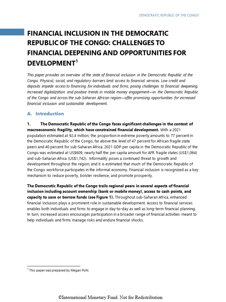 Financial Inclusion Challenges in DRC | PDF | Financial Inclusion ...