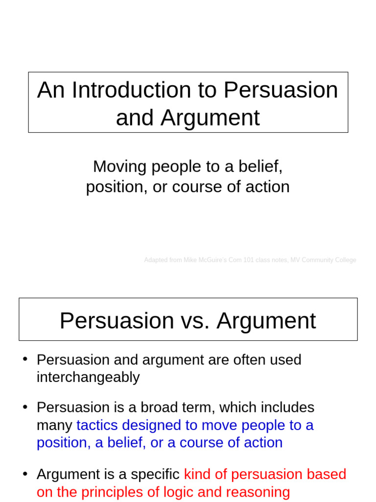 Intro To Persuasion and Argument | PDF | Argument | Persuasion