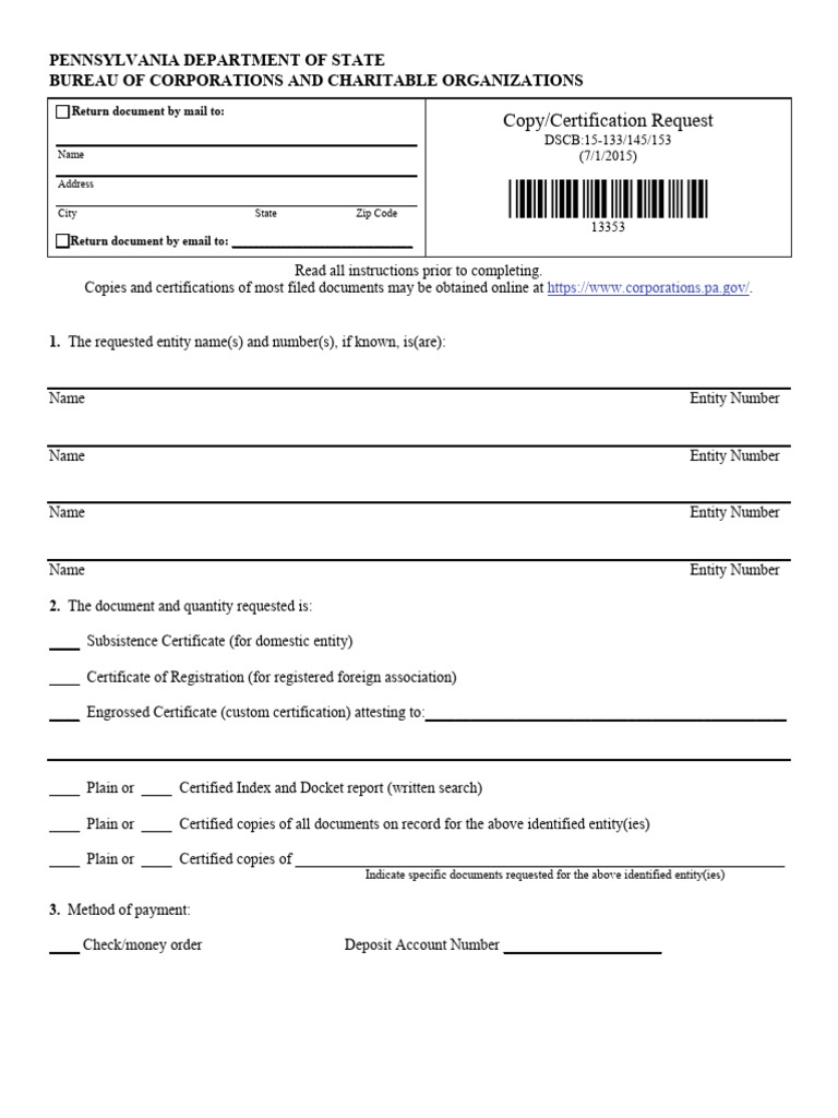 Requesting Certified Copies in PA | PDF | Fee