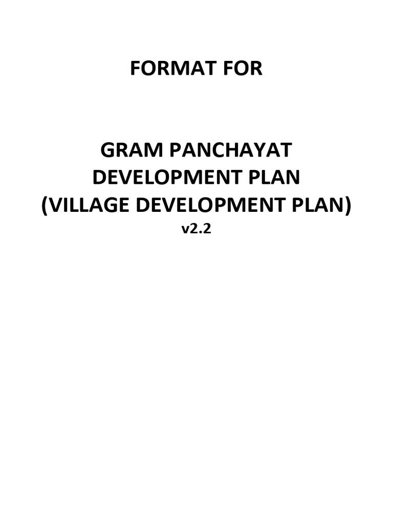 Village Development Plan Format | PDF | Government Of India ...