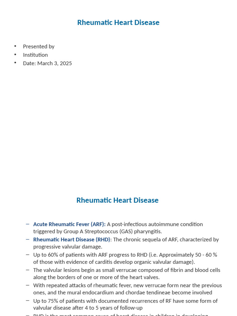 Final Complete RHD Presentation | PDF | Medical Specialties | Cardiology