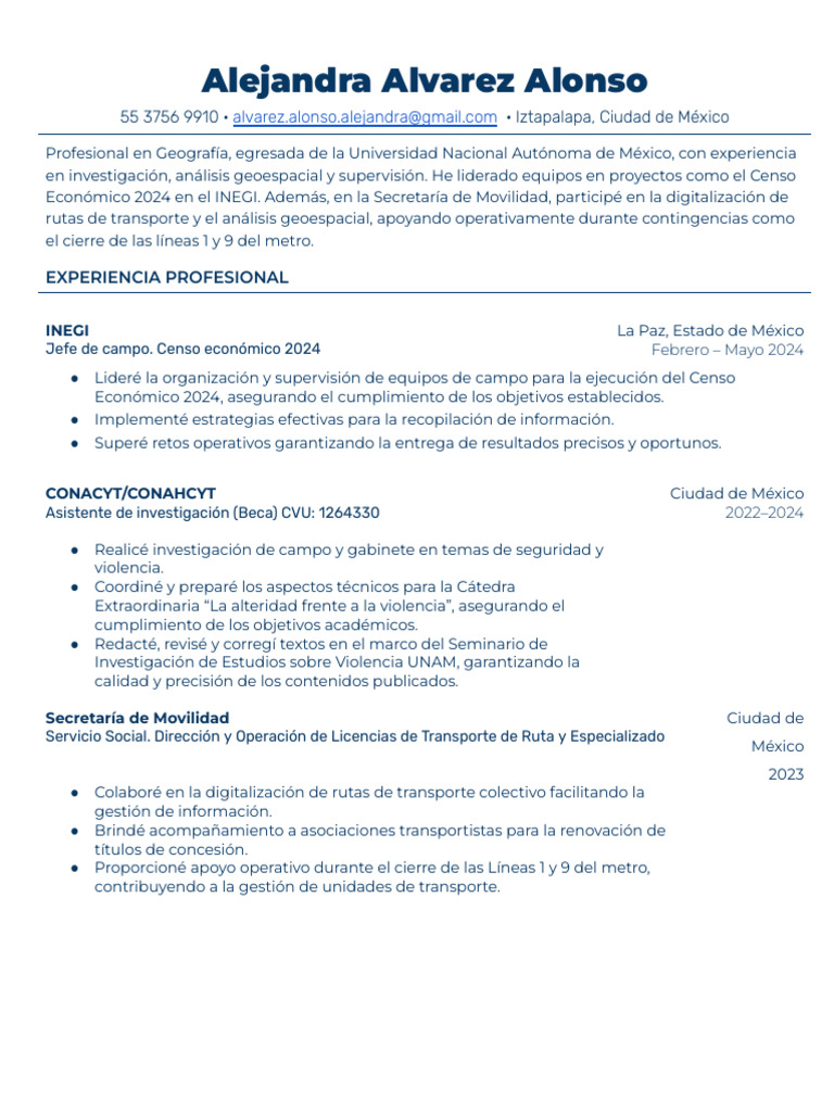 CV Alejandra Alvarez Alonso - Docx-1-1 | PDF | México