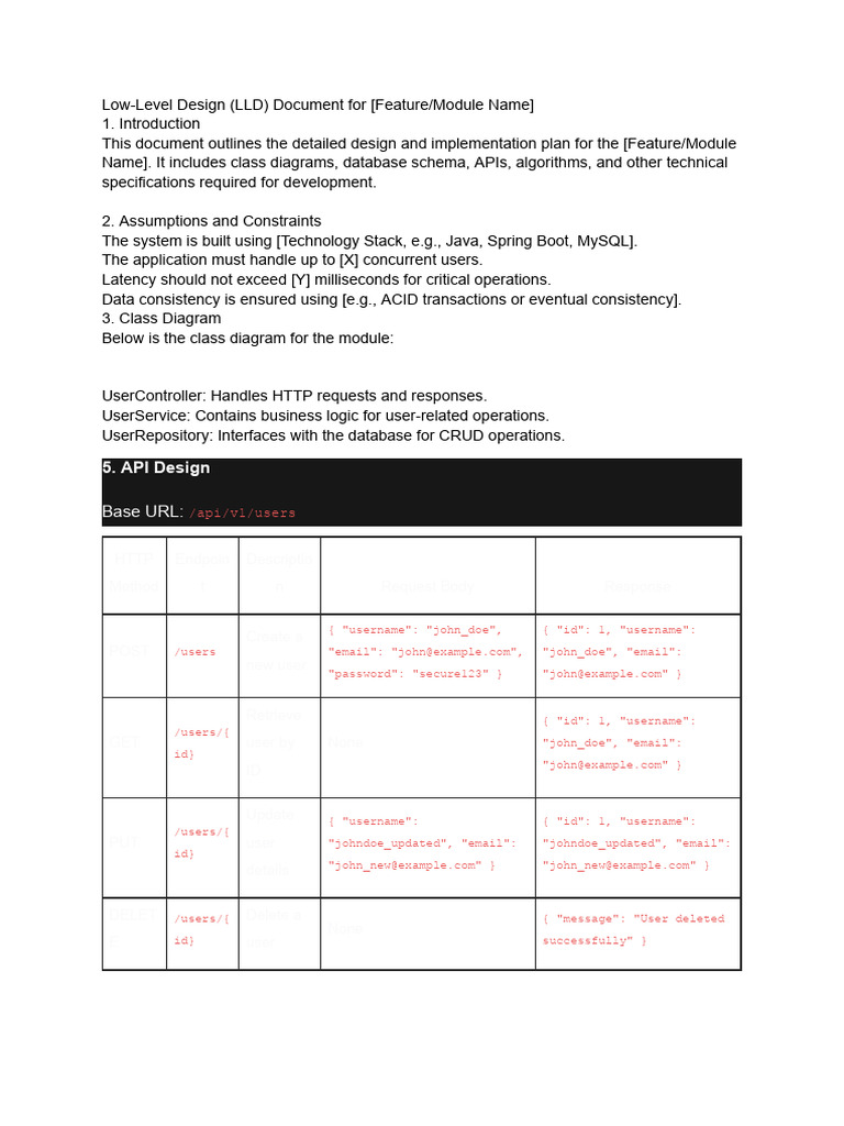 Low-Level Design for User Module | PDF