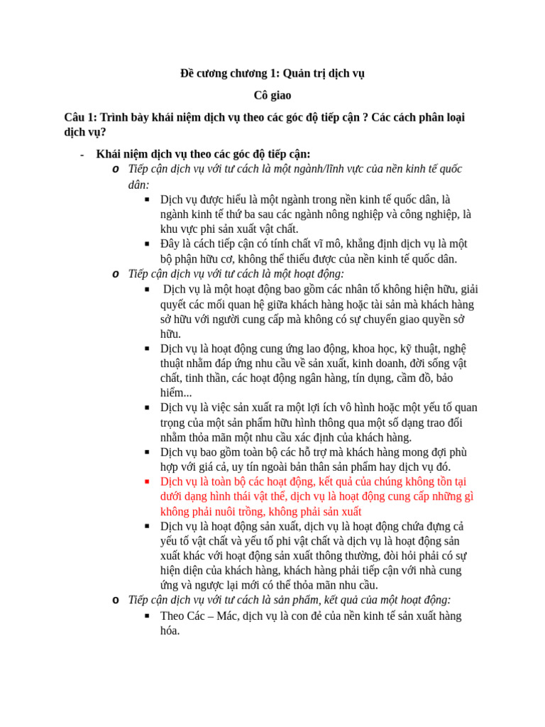 Đề cương chương 1 | PDF