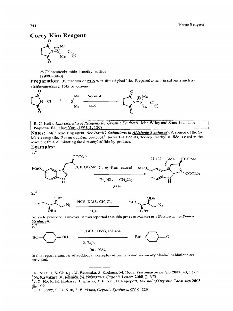 Corey Kim Oxidation | PDF | Dimethyl Sulfoxide | Organic Compounds