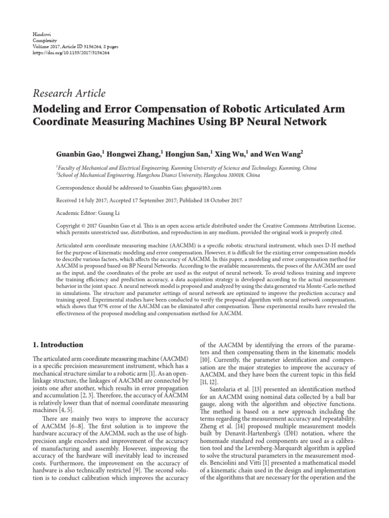 Modeling And Error Compensation Of Robotic Articul Pdf Accuracy And Precision Simulation