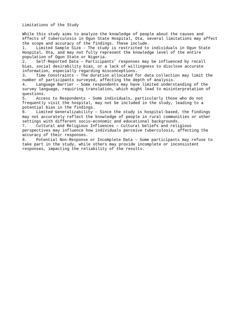 Limitations of Study 1.2 | PDF