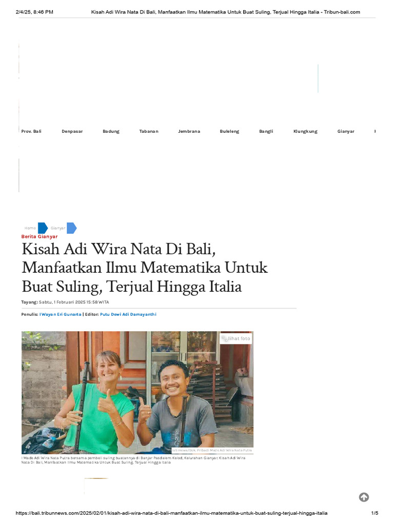 Kisah Adi Wira Nata Di Bali, Manfaatkan Ilmu Matematika Untuk Buat ...