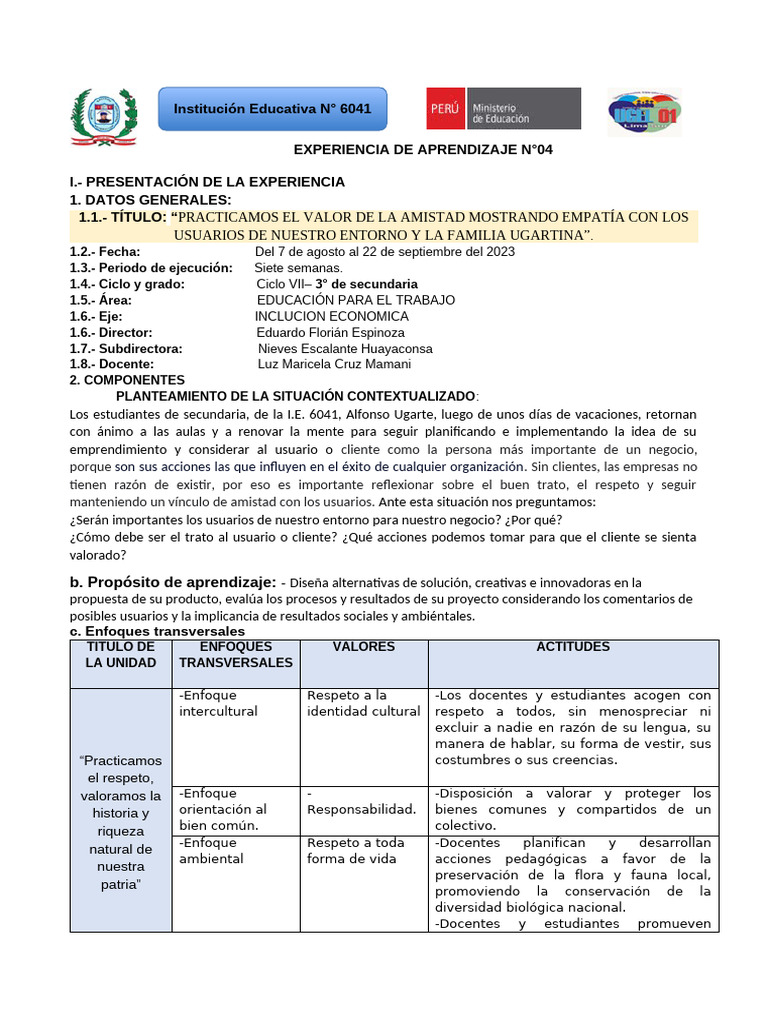 Eda 4-3ro-Luz | PDF | Evaluación | Iniciativa empresarial