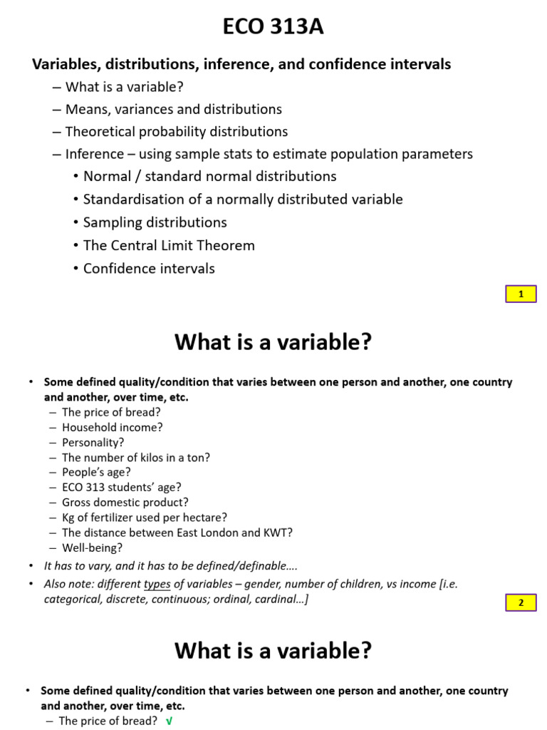 ECO 313A_2025_01 Inference Distributions and CIs | PDF | Normal Distribution | Probability ...