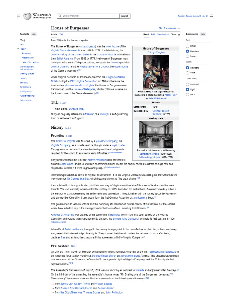 En Wikipedia Org Wiki House - of - Burgesses | PDF | British Colonization Of The Americas ...