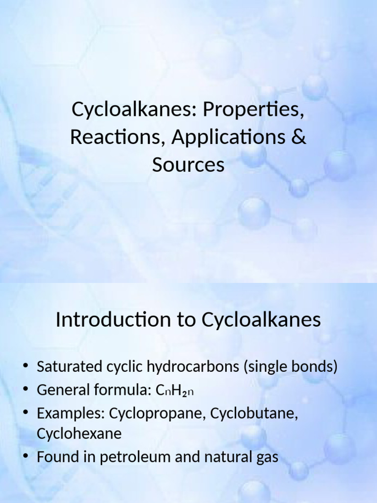 Cycloalkanes: Properties and Uses | PDF