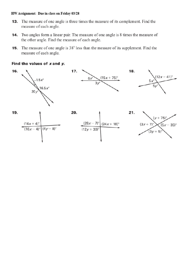 HW Assignment On Angle Pairs 8.6 | PDF