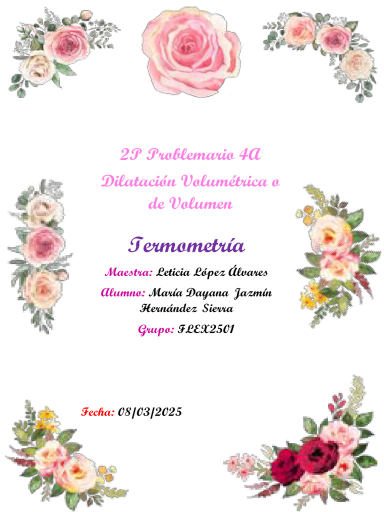 Termometría: 2P Problemario 4A Dilatación Volumétrica o de Volumen | PDF