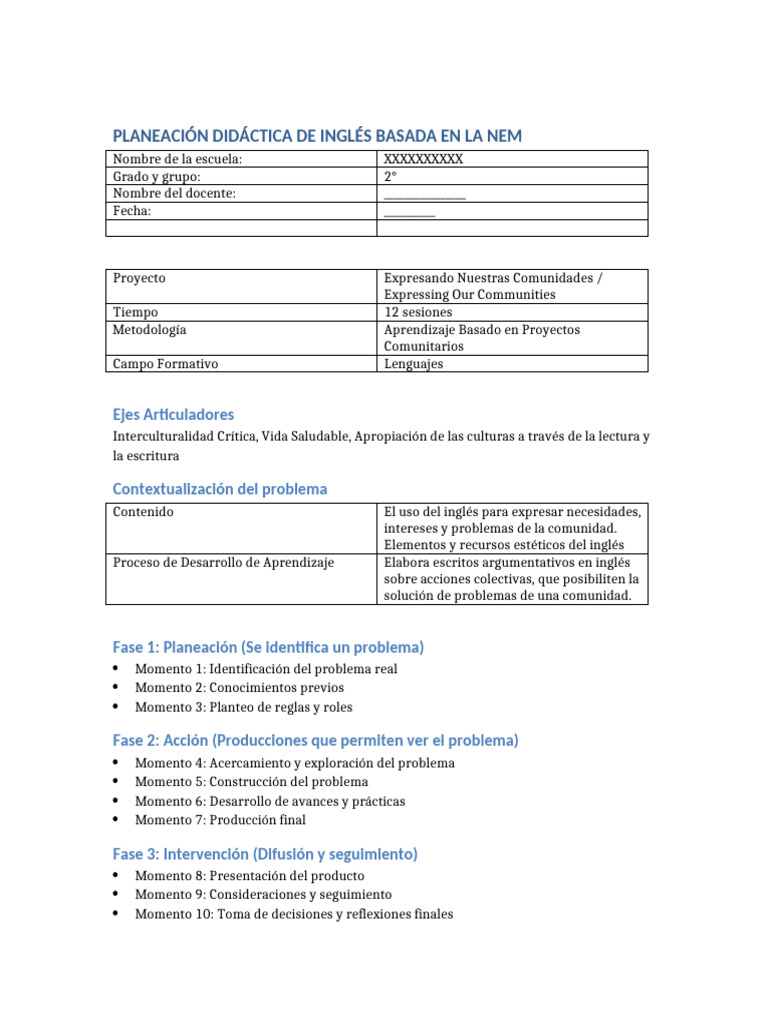 Planeacion Ingles | PDF