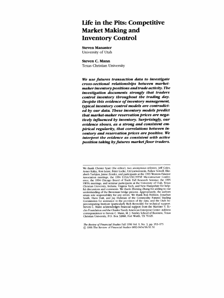 Sci-Hub - Life in The Pits - Competitive Market Making and Inventory ...
