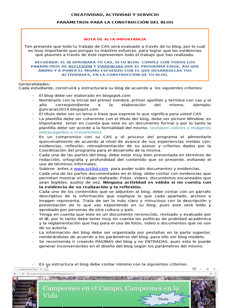 Parámetros Blog CAS 2024 | PDF | Blog | Aprendizaje