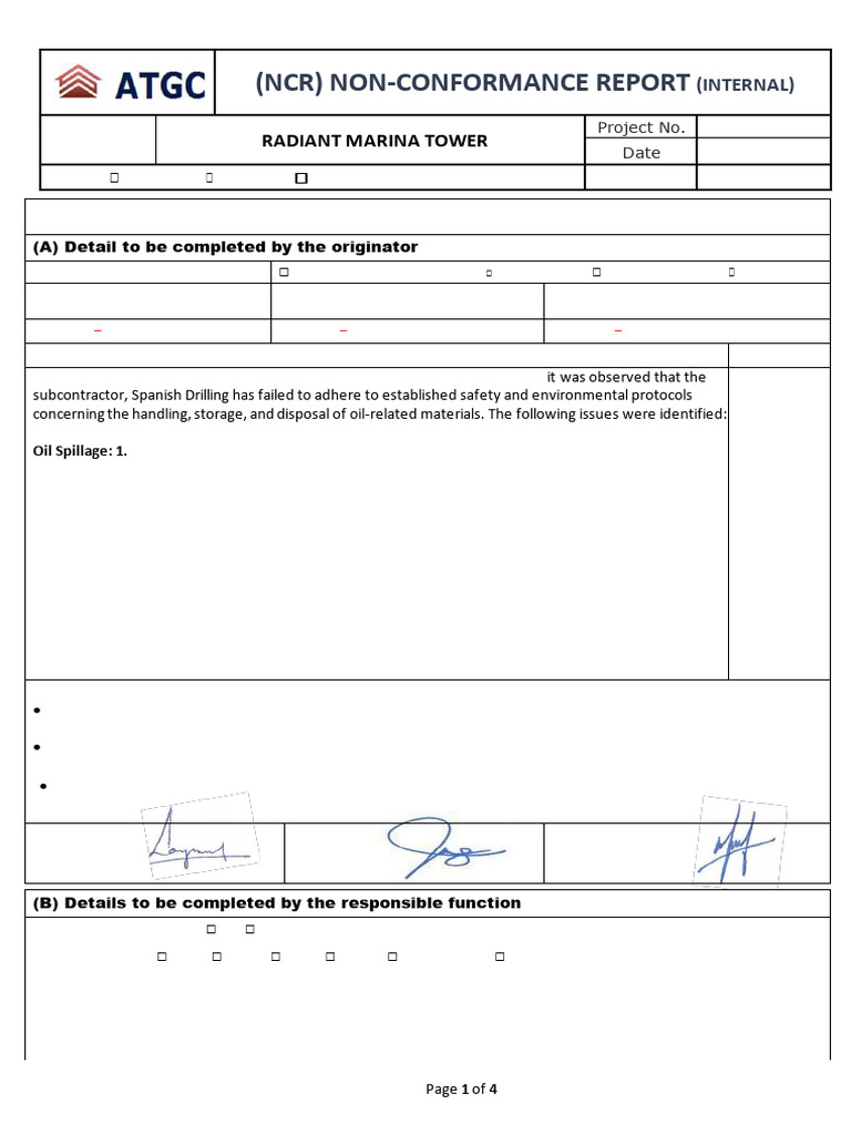 NCR 07 Oil Spillage (1) CLOSING REPORT | PDF | Oil Spill | Pollution