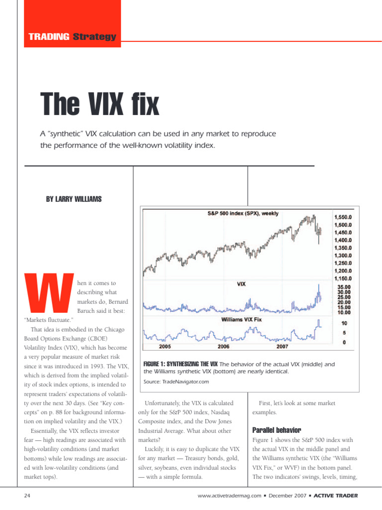 Williams1207 - VIXFix | PDF | Vix | Volatility (Finance)