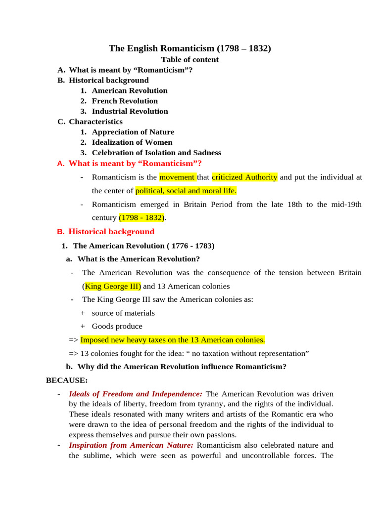 The English Romanticism 1.2 | PDF | Romanticism | William Wordsworth