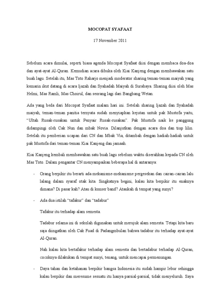 Mocopat Syafaat: Refleksi dan Nilai | PDF | Ilmu Sosial