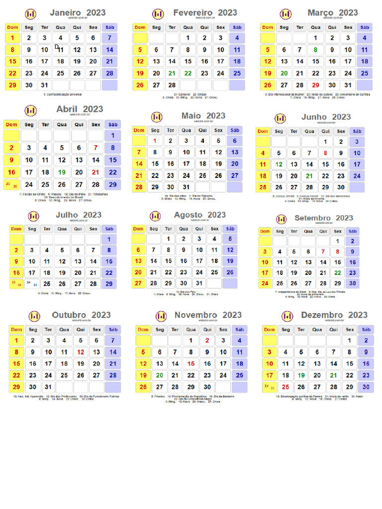 Calendário 2023 | PDF